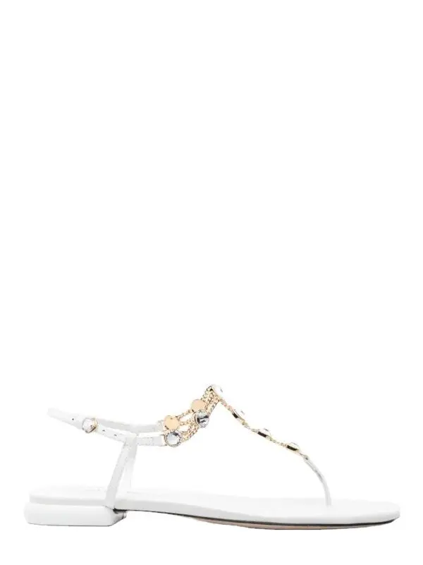 Miu Miu Rhinestone-embellished Thong Sandals - White