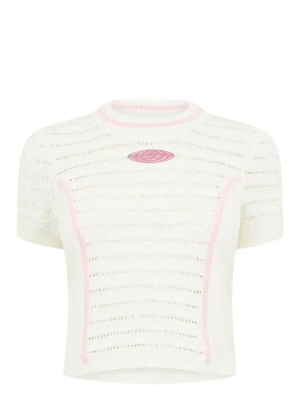Casablanca Cropped T-shirt With Cutout Details - White