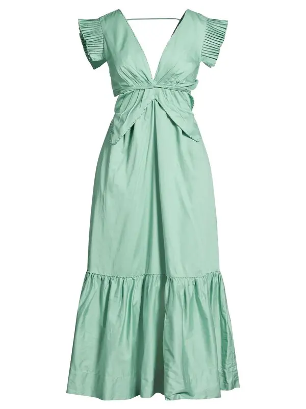 Farm Rio Flared Maxi Dress With Pleated Details - Green
