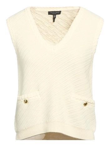 Rag & Bone Sleeveless Knitted Waistcoat With Welt Pockets - White