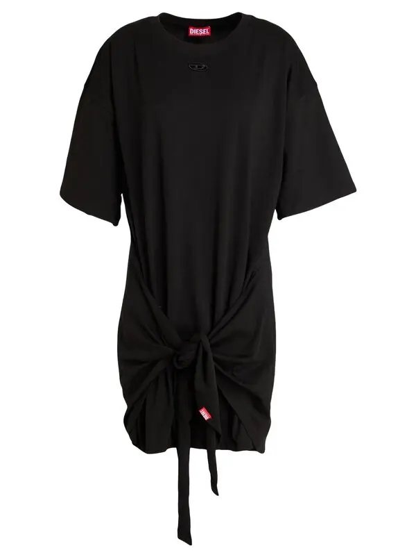DIESEL® Oversized T-shirt Dress With Knot Detail - Black
