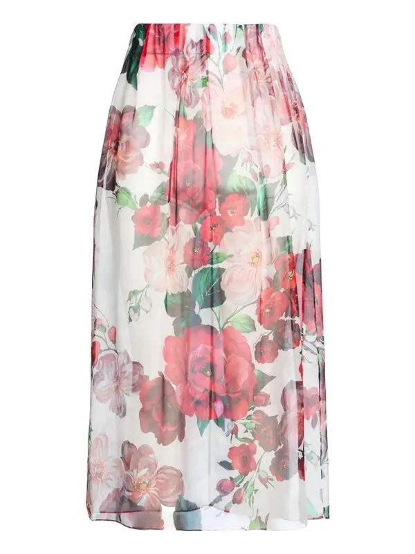 Dolce & Gabbana Floral Print Voile Midi Skirt - Red
