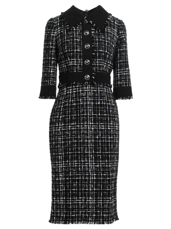 Dolce & Gabbana Tweed Crepe Dress - Black