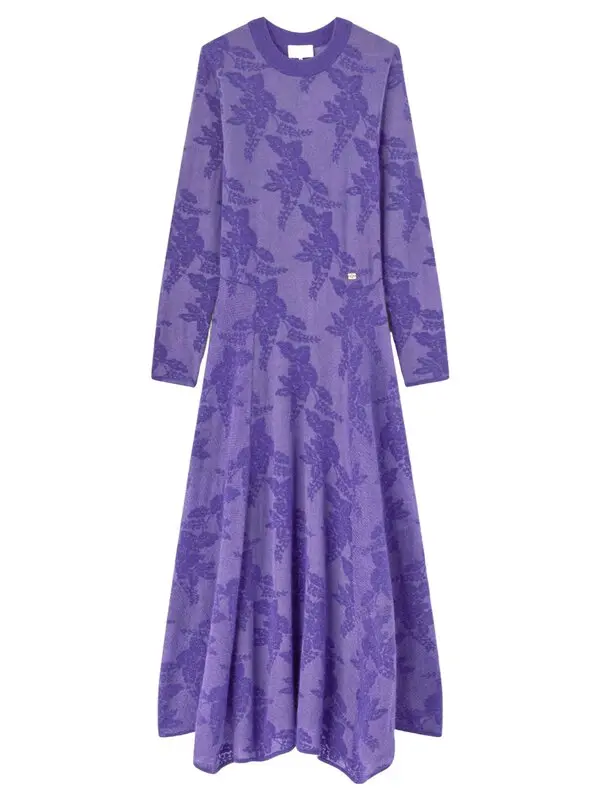 GANNI Floral Knit Midi Dress - Purple