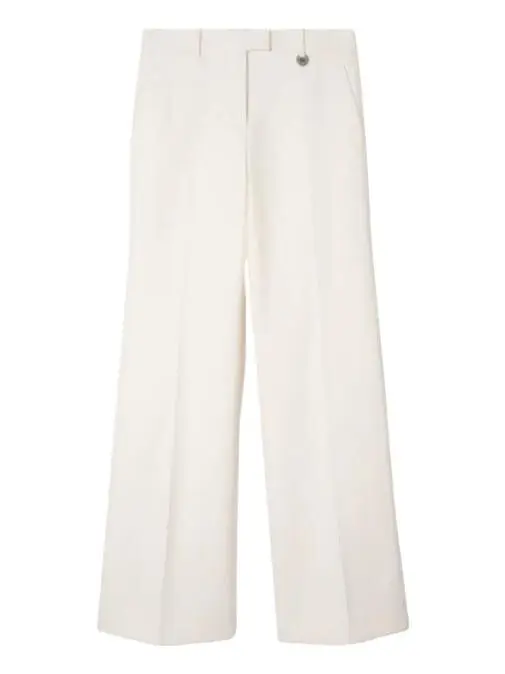 Burberry Cotton Blend Tailored Trousers - Sea Shell White