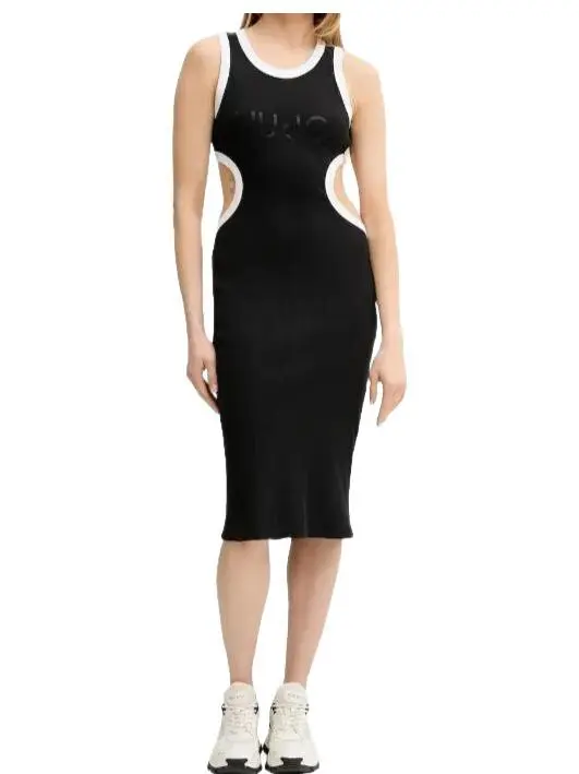 Liu Jo Cut-out Ribbed Midi Dress - Black