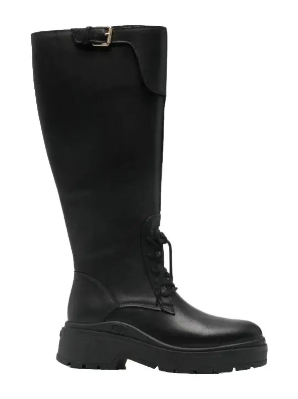 Liu Jo Buckle Detail Lace-up Boots - Black