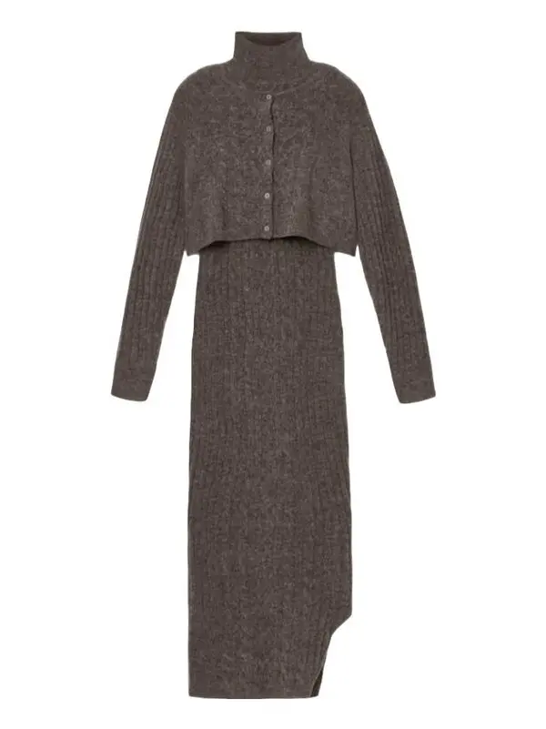 ALLSAINTS Sabine Roll-neck Cardigan And Dress Set - Fawn Brown