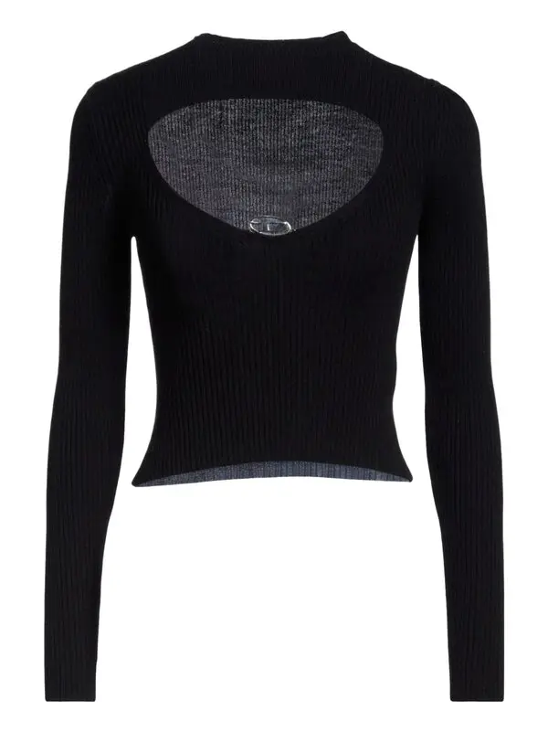 DIESEL® Solid-color Wool Knit Top - Black