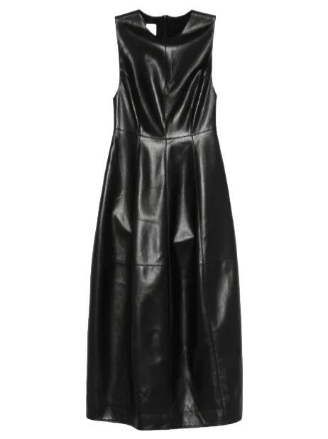 Nanushka Crew-neck Fluted-hem Midi Dress - Black