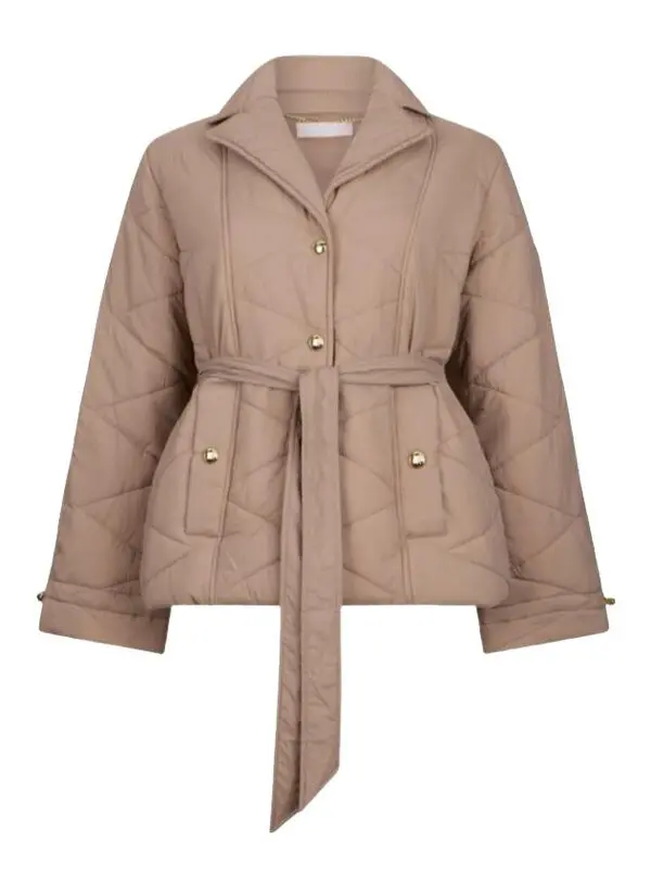 Liu Jo Quilted Belted Jacket - Beige