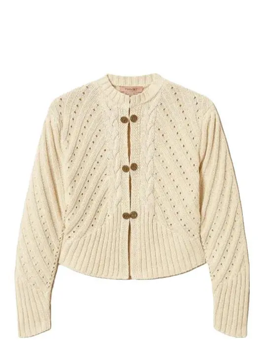TWINSET Plaid Knitted Button-up Cardigan - Nude