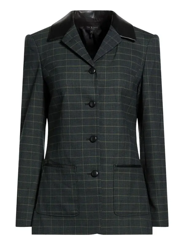 Rag & Bone Checked Single- Suit - Dark Cyan