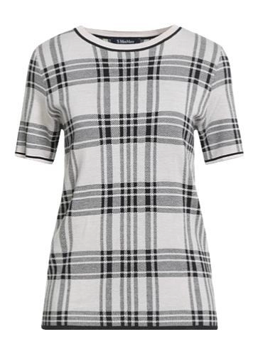 Max Mara Plaid Short Sleeve Knit Top - Black