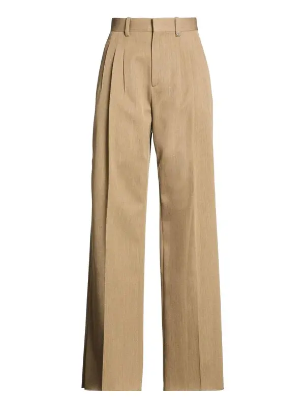 Burberry Wide-leg Flannel Trousers - Khaki