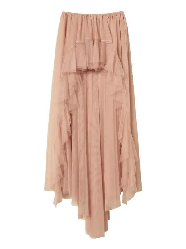 TWINSET Asymmetric Tulle Skirt - Nude