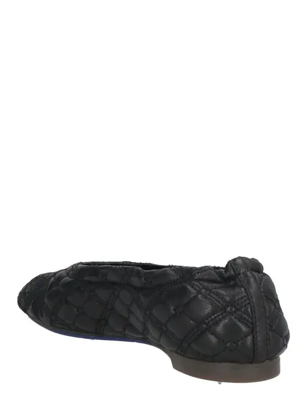 Burberry Leather Embroidered Ballet Flats - Black