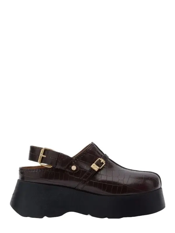 GANNI Croc Effect Buckle Pumps - Black