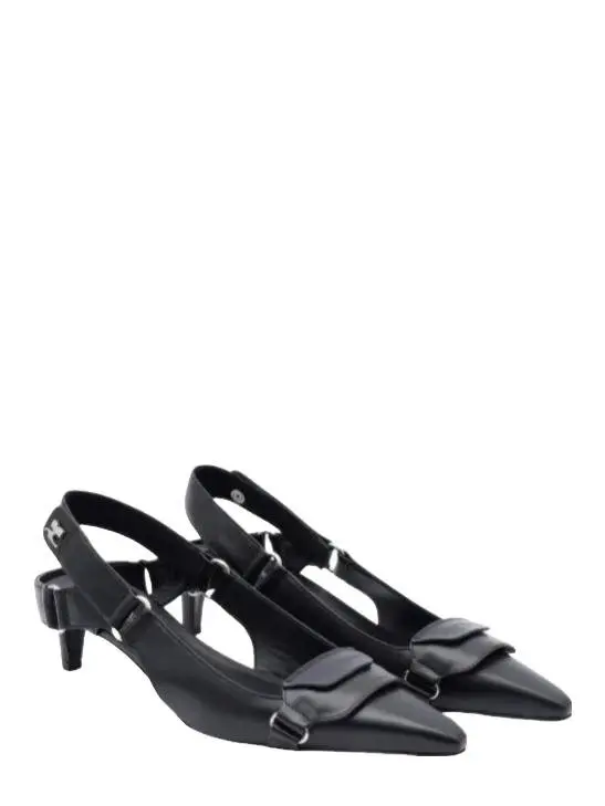 COURREGES Leather Slingback High Heels - Black