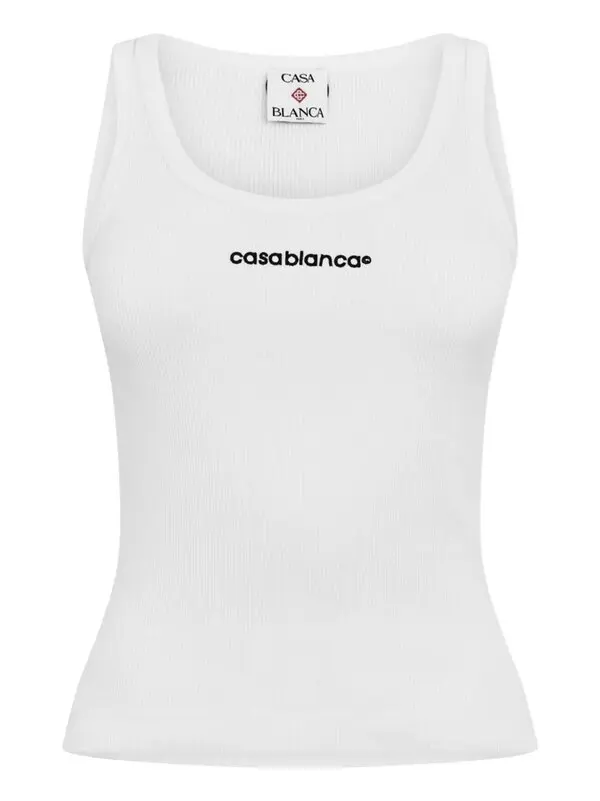 Casablanca Logo Ribbed Vest - White