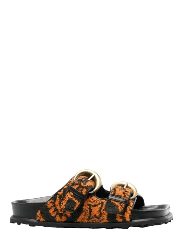 MARINE SERRE Patterned Jacquard Square-toe Slippers - Orange