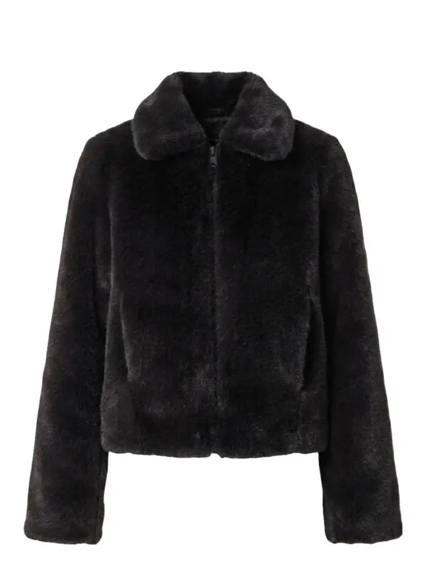 ALLSAINTS Saye Zip Collar Faux Fur Jacket - Graphite Grey