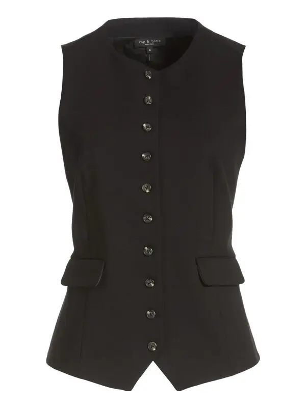 Rag & Bone Herringbone Elastic Waistcoat - Black