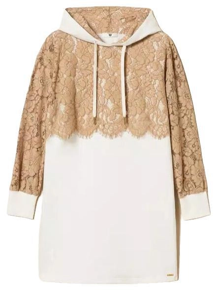 TWINSET Lace-trimmed Hooded Dress - White