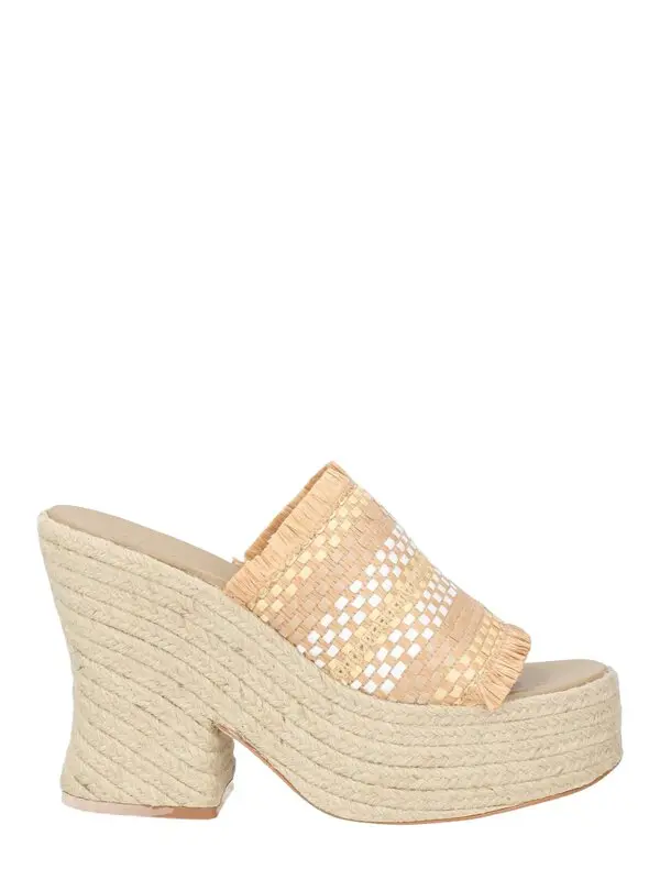 Farm Rio Woven Platform Sandals - Beige