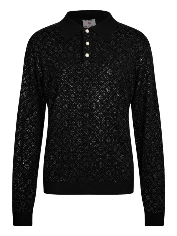 Casablanca Long-sleeved Polo Shirt - Black