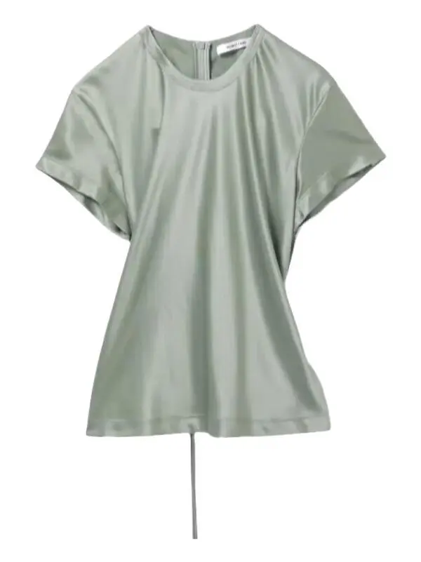 Helmut Lang Silk Crewneck Short Sleeve Blouse - Lightgrey