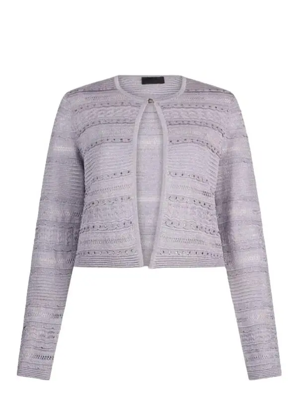 Liu Jo Openwork Knitted Cardigan With Lurex Accents - Grey