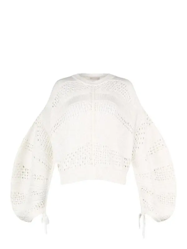 Liu Jo Tie-detail Crewneck Jumper - White Wool