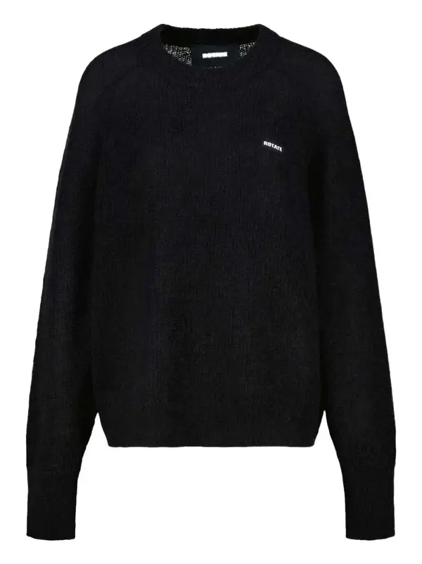 ROTATE BY BIRGER CHRISTENSEN Logo Detail Crew Neck Sweater - Black