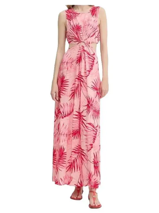Liu Jo Leaf Print Cut-out Maxi Dress - Pink