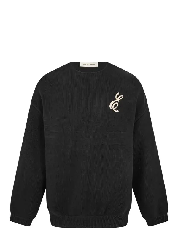 Fear Of God Waffle Knit Crewneck Jumper - Black