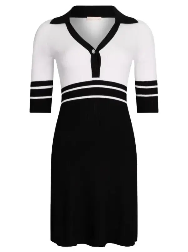 Liu Jo Striped Knit Dress With V-neck And 3/4 Sleeves - Stripes