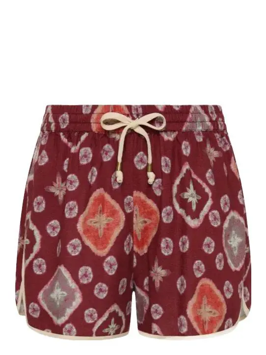 The Upside Miri Klio Patterned Drawstring Shorts - Red
