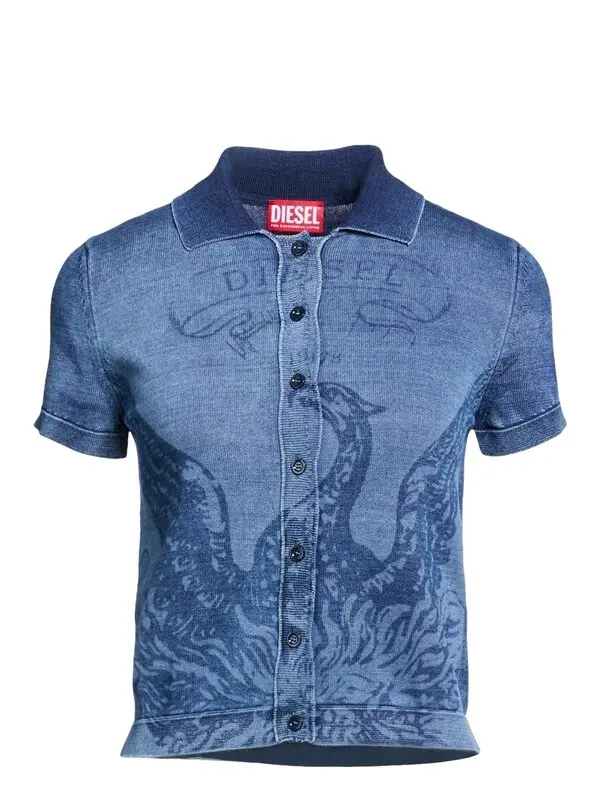 DIESEL® Printed Button-up Cardigan - Blue