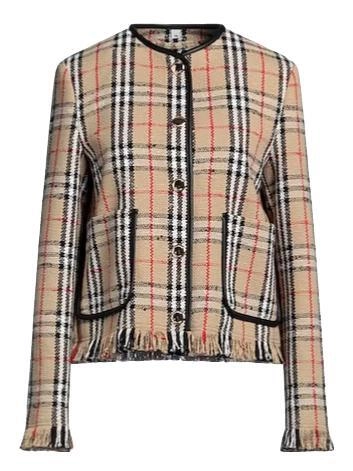 Burberry Printed Long Sleeve Jacket With Fringes - Nude