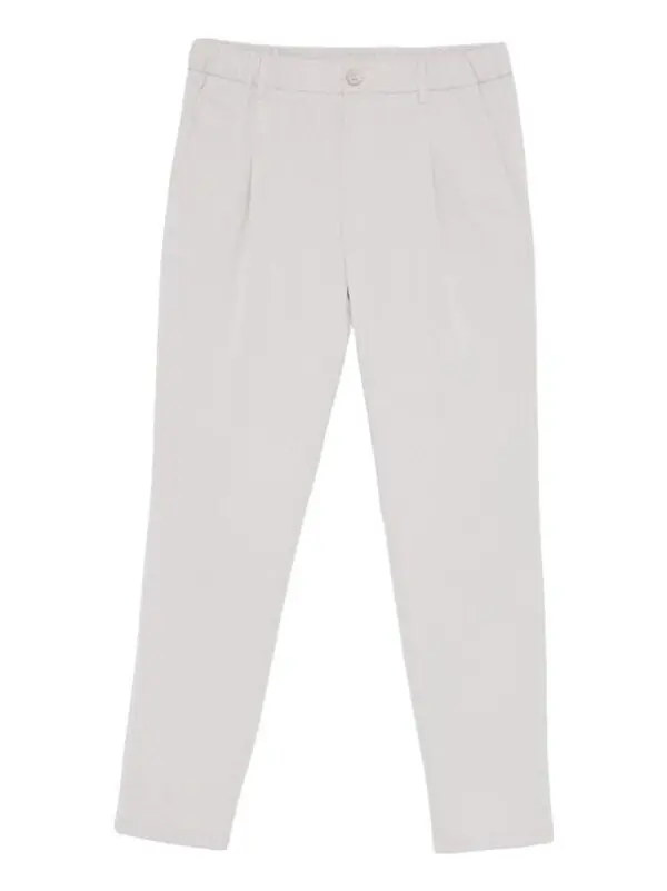 Herno Pleated Pinstriped Straight Leg Trousers - Grey