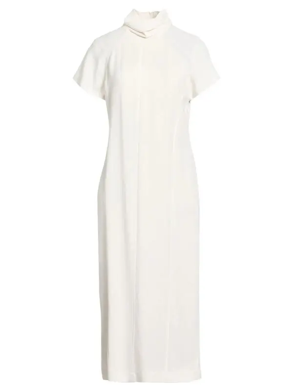 Brunello Cucinelli High Neck Short Sleeve Dress - Ivory