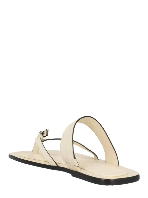 Farm Rio Leather Flip-flops With Knot Detailing - Ivory