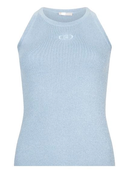 Liu Jo Logo Embroidered Ribbed Knit Top - Blue