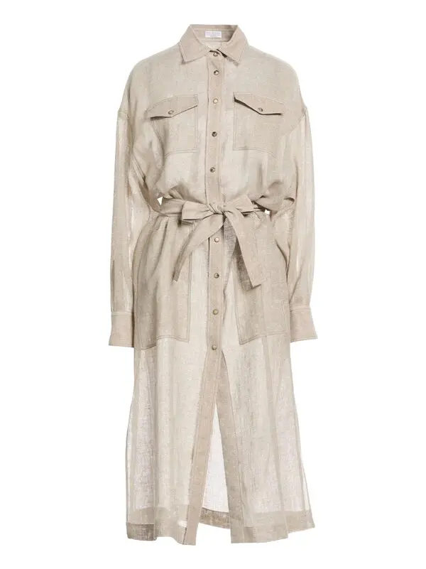 Brunello Cucinelli Metallic Shirt Dress - Nude