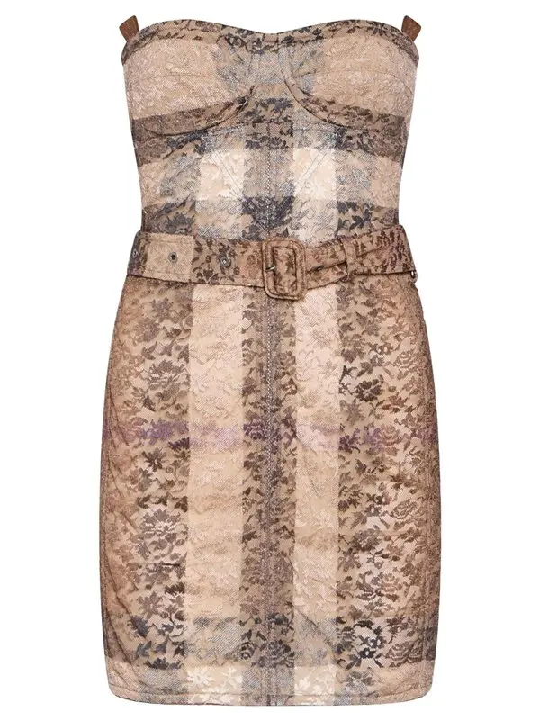 Burberry Lace Strapless Bodycon Dress - Light Brown