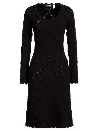 Burberry Long Sleeve Knit Midi Dress - Black