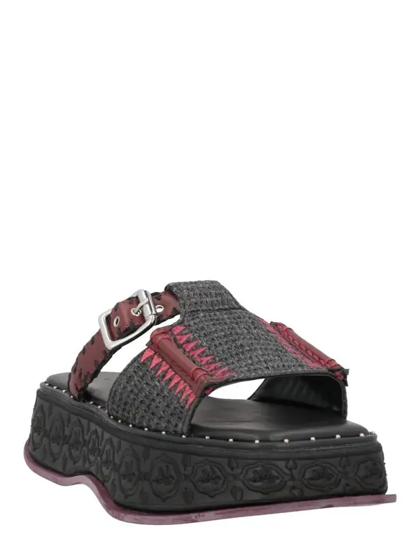 Farm Rio Embellished Square Toe Platform Sandals - Black