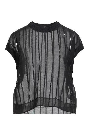 Brunello Cucinelli Short Sleeve Sequined Top - Black