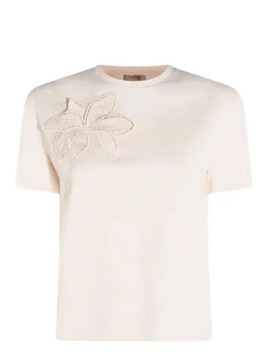TWINSET Floral Appliqué T-shirt - White
